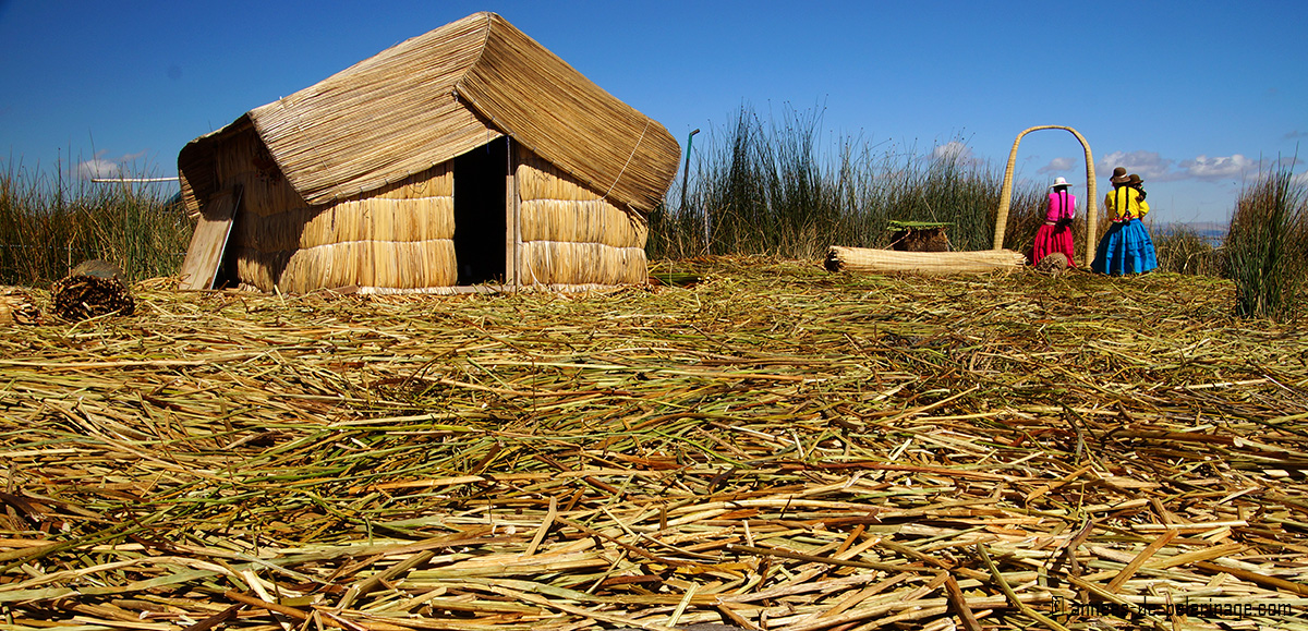 Floating reed islands of the Uros People